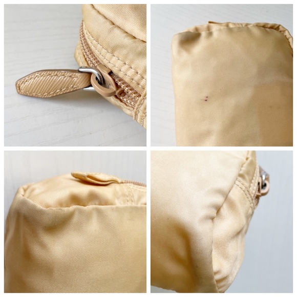 Prada | Bags | Prada Beige Nylon Triangle Logo Medium Zip Cosmetic ...